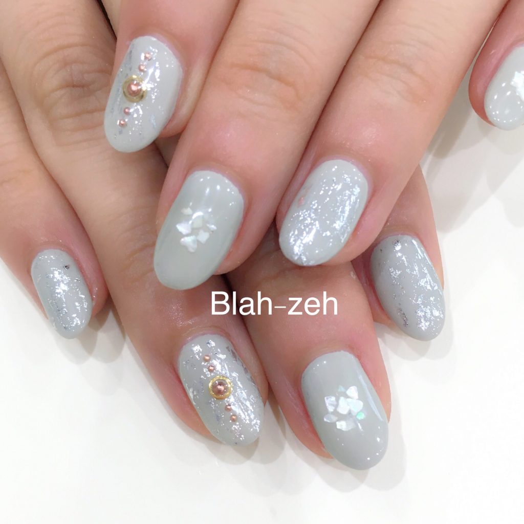 ホイル×グレー☆秋ネイル | Blah-zeh ブラゼ｜錦糸町店